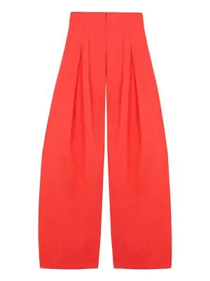 CORTANA Mira High-rise Wide-leg Hemp-blend Pants - Coral