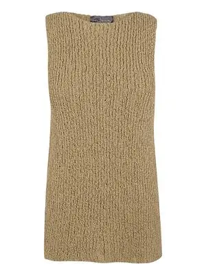 CORTANA Gina Crinkle-knit Cotton Top - Khaki