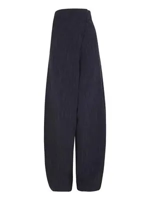 CORTANA Marina High-rise Barrel-leg Linen-cotton Pants - Grey