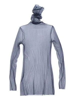CORTANA Cisne Sheer Silk-blend Top - Navy