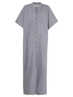 CORTANA Camila Linen Button-front Maxi Dress - Grey