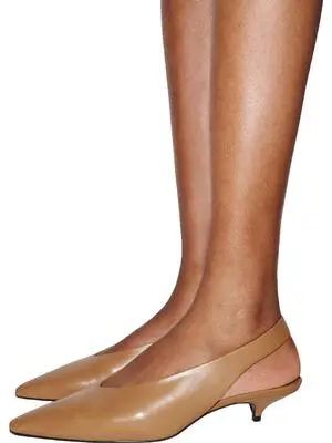 REFORMATION Calista Slingback Kitten Heel With Pointed Toe - Natural