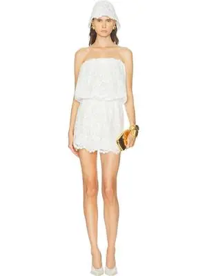 ROWEN ROSE Strapless Lace Mini Dress - White