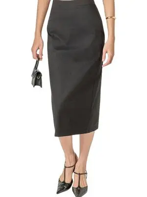 English Factory High Waist Column Midi Skirt - Black