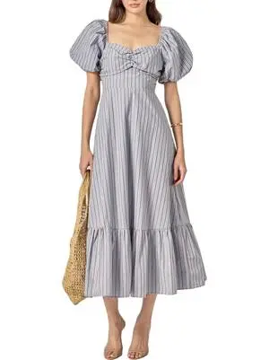 English Factory Striped Maxi Dress With Back Tie - Blue Multi
