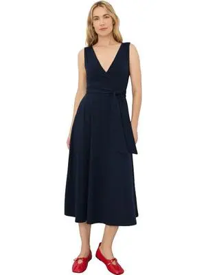 PACT Fit & Flare Easy V-neck Dress - Navy