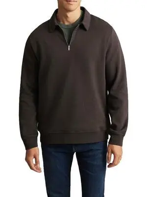 MAVI Half Zip Textured Cotton Fleece Sweatshirt - After Dark