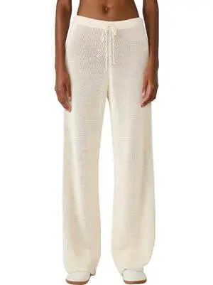 Steve Madden Paisley Open Stitch Wide Leg Pants - Antique