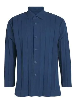 Issey Miyake Edge Pleat Shirt - Navy