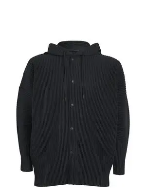 Issey Miyake Pleated Hoodie Black