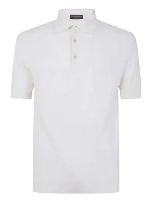 FILIPPO DE LAURENTIIS Textured Short-sleeve Polo Shirt - Neutrals
