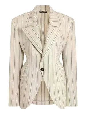 Dolce & Gabbana Single-breasted Pinstripe Jacket - Neutrals