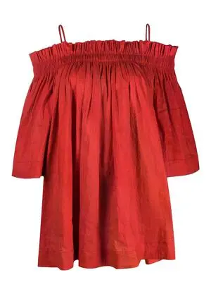UMA WANG Off-shoulder Linen Blouse - Red