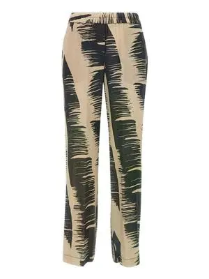 KAOS Brushstroke Print Straight Trousers - Neutrals