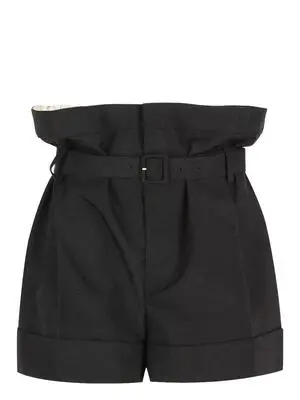 Saint Laurent Paperbag Belted Shorts - Black