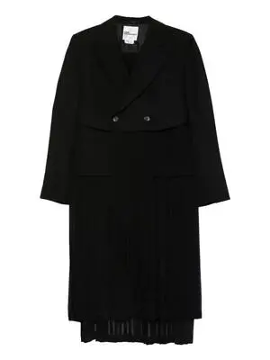 Noir Kei Ninomiya Blazer Style Pleated Coat - Black