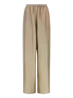 FERRAGAMO Silk Twill Trousers - Neutrals