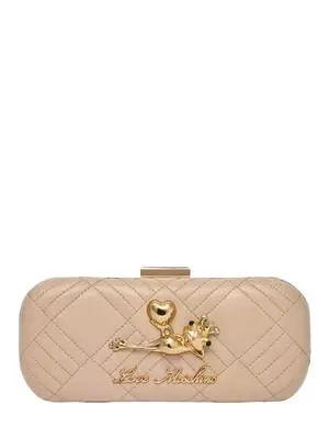 Moschino Quilted Charm Clutch - Neutrals