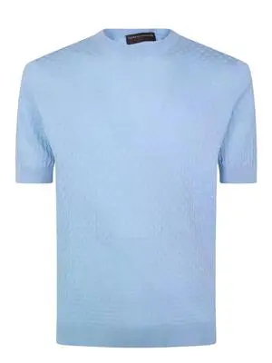 FILIPPO DE LAURENTIIS Textured Knit Short Sleeve T-shirt - Blue