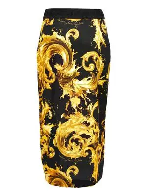 Versace Pencil Skirt With Barocco Print - Black