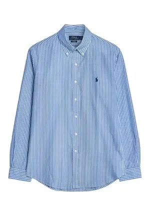 Polo Ralph Lauren Logo-emboridered Striped Shirt Blue