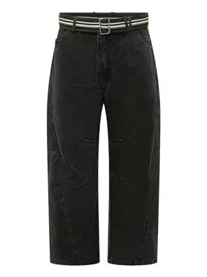 MORDECAI Belted Trousers With Pockets - Black
