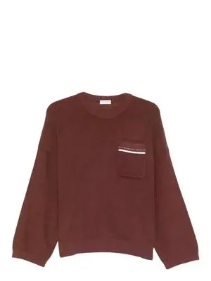Brunello Cucinelli Patch Pocket Ribbed Knit Sweater - Brown