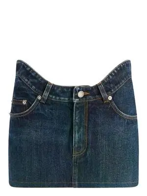 JEAN PAUL GAULTIER The Curved Denim Mini Skirt - Blue