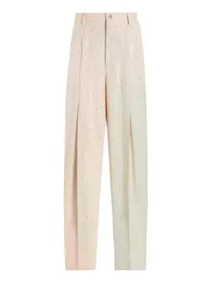 Dolce & Gabbana Beige Striped Jacquard Cotton Trousers - Neutrals