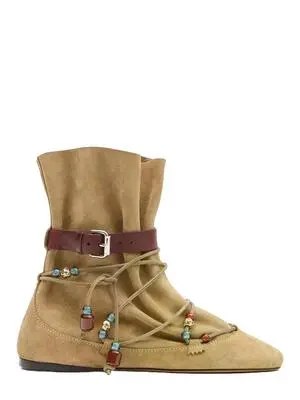 Isabel Marant Étoile Letiz Bead-embellished Ankle Boots - Neutrals
