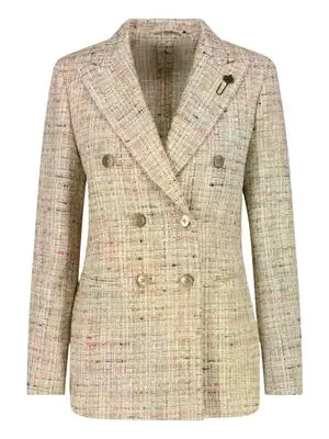 LARDINI Double-breasted Tweed Blazer - Neutrals