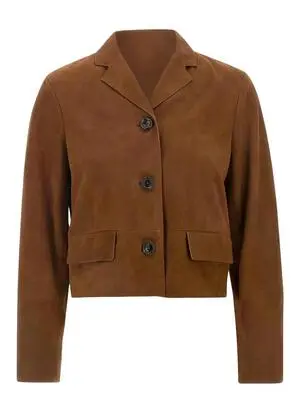 Liu Jo Leather Cropped Jacket - Brown