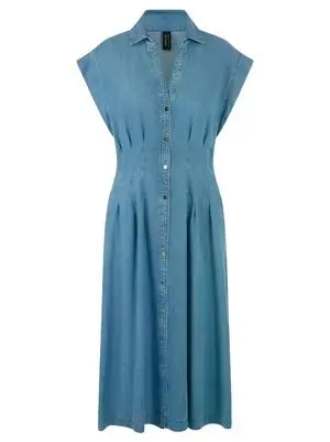 MARCCAIN Pleated Midi Dress - Blue