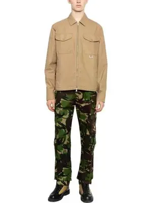 Moncler Moncler Zip-Up Logo Embroidered Jacket Brown