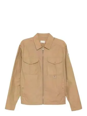 Moncler Moncler Zip-Up Logo Embroidered Jacket Brown