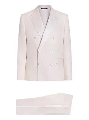 Dolce & Gabbana Double-breasted Suit In Linen Canvas - Neutrals