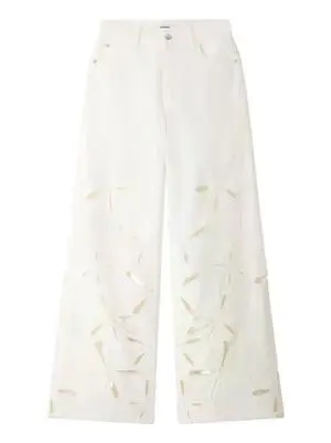 Sandro Floral Detail Wide-leg Jeans - White