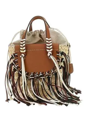CUBA LAB Tassel Top-Handle Clutch Bag Neutrals