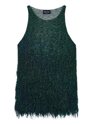 Giorgio Armani Sleeveless Fringed Top - Green