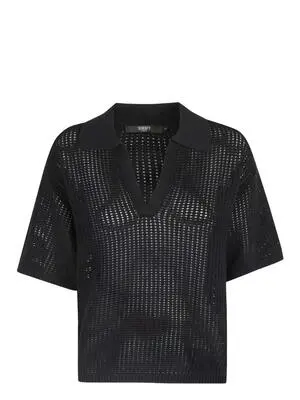 Seventy Short-sleeve Open Knit T-shirt - Black