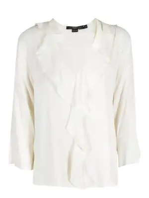 Seventy V-Neck Ruffled Blouse Neutrals