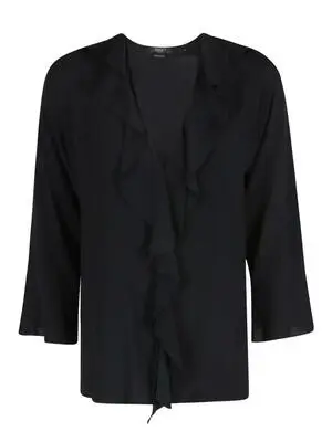 Seventy Long-Sleeve Ruffled Blouse Black