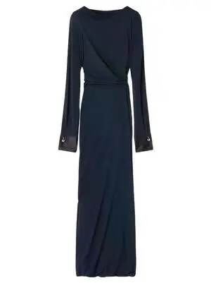 LANVIN Long-Sleeve Maxi Dress With Button Cuffs Blue