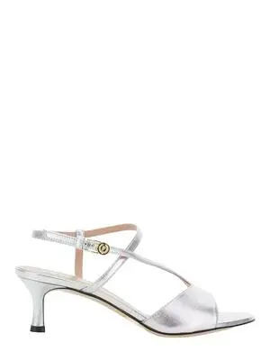POLLINI Strappy Buckle Sandals - Silver