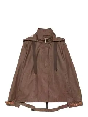 Herno Hooded Jacket With Buckle Strap Detail - Brown