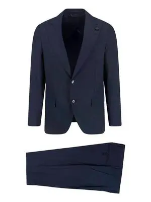 LARDINI Single-breasted Virgin Wool Suit - Blue