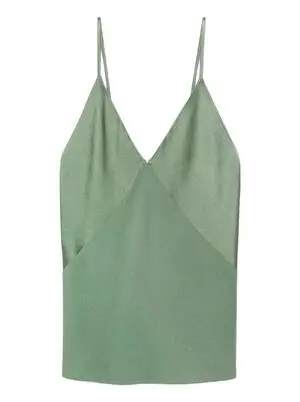 FORTE_FORTE Satin V-neck Slip Top - Green