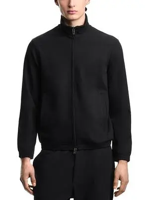 Emporio Armani Chevron Motif Interlock Zip-up Sweatshirt - Navy Blue