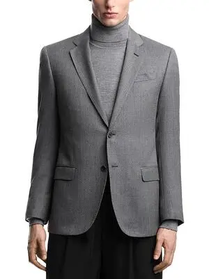 Emporio Armani G Line Regular Fit Single Breasted Notch Lapel Jacket In Super 130s Wool - Grey