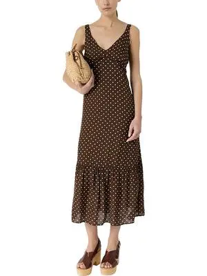 GERARD DAREL Gerard Darel Racine Polka Dot Midi Dress